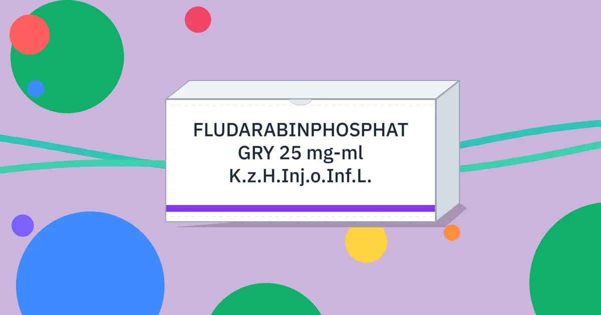 Symbolbild: Packung mit der Aufschrift FLUDARABINPHOSPHAT GRY 25 mg-ml K.z.H.Inj.o.Inf.L. (PZN 02804808) – Verfügbarkeit und Bezug in Apotheken in Frankfurt am Main