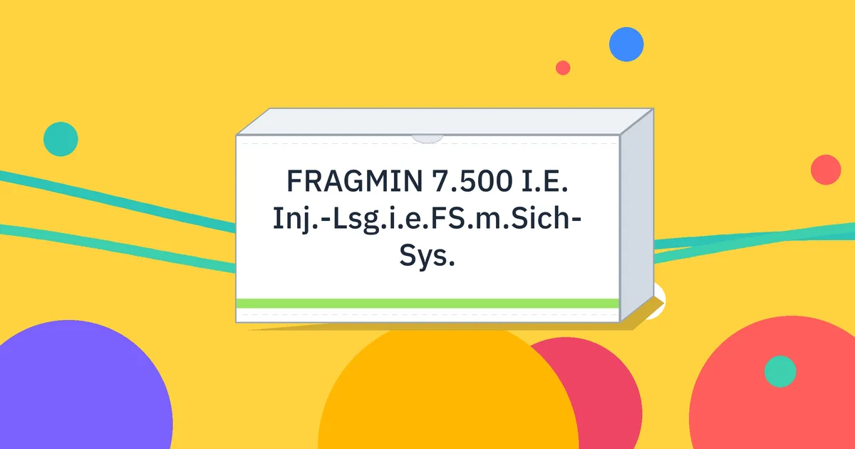 Symbolbild: Packung mit der Aufschrift FRAGMIN 7.500 I.E. Inj.-Lsg.i.e.FS.m.Sich-Sys. (PZN 19754629) – Verfügbarkeit und Bezug in Apotheken in Frankfurt am Main