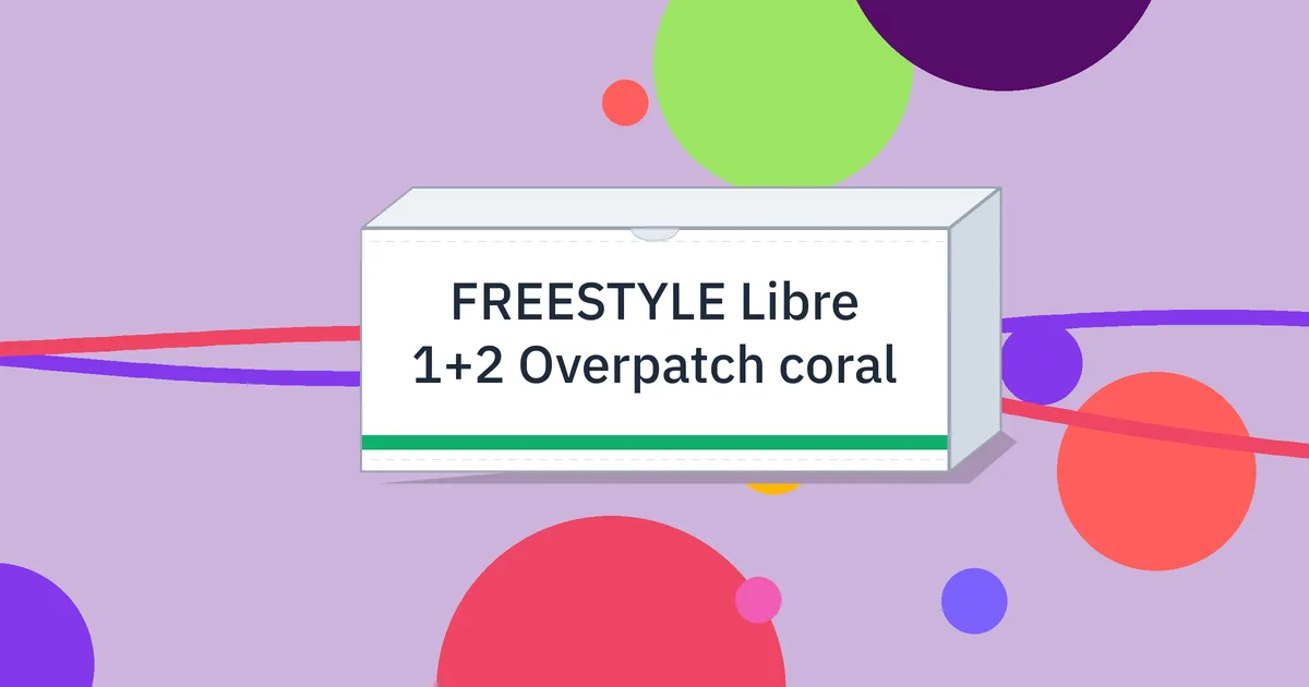 Symbolbild: Packung mit der Aufschrift FREESTYLE Libre 1+2 Overpatch coral (PZN 19864536) – Verfügbarkeit und Bezug in Apotheken in Frankfurt am Main