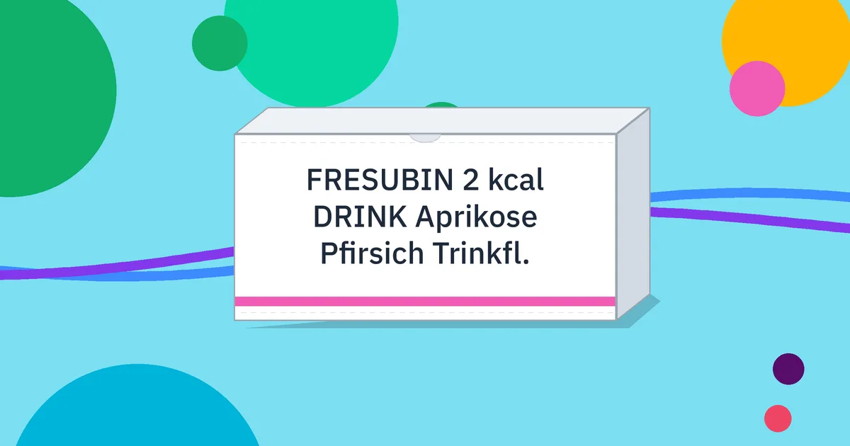 Symbolbild: Packung mit der Aufschrift FRESUBIN 2 kcal DRINK Aprikose Pfirsich Trinkfl. (PZN 14359905) – Verfügbarkeit und Bezug in Apotheken in Frankfurt am Main