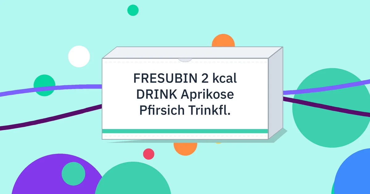 Symbolbild: Packung mit der Aufschrift FRESUBIN 2 kcal DRINK Aprikose Pfirsich Trinkfl. (PZN 06470445) – Verfügbarkeit und Bezug in Apotheken in Frankfurt am Main
