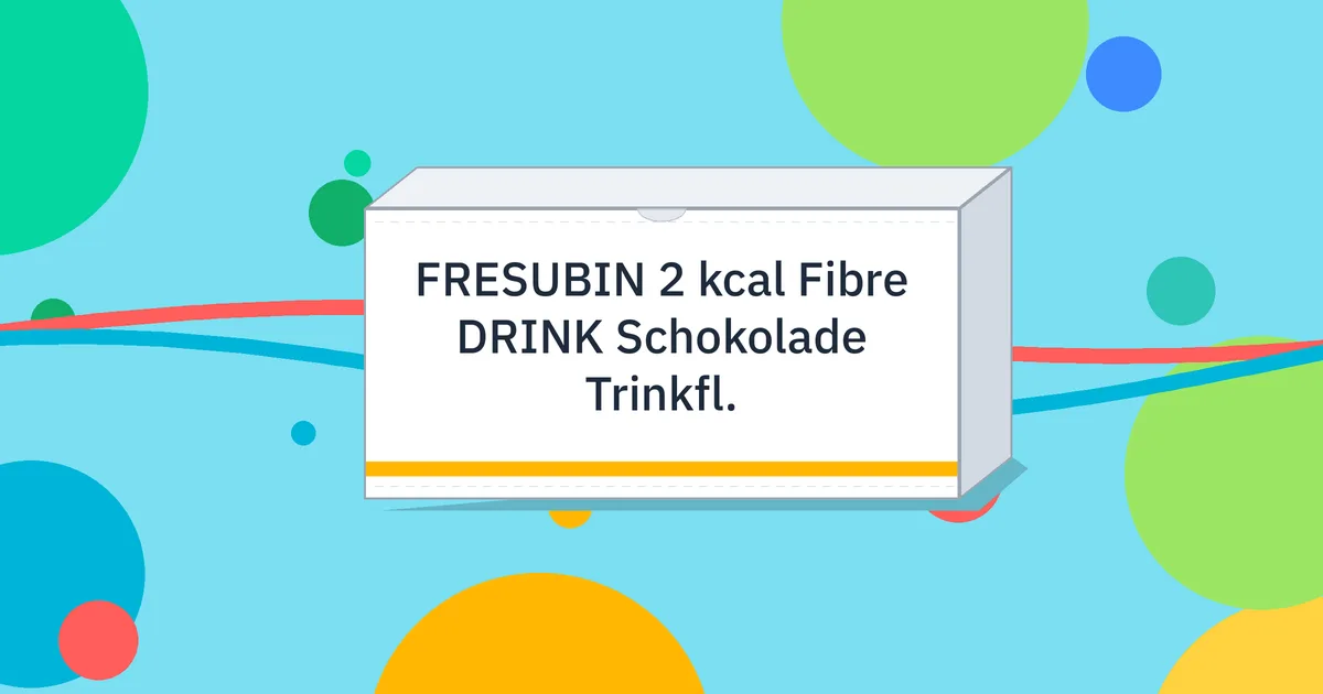 Symbolbild: Packung mit der Aufschrift FRESUBIN 2 kcal Fibre DRINK Schokolade Trinkfl. (PZN 18752491) – Verfügbarkeit und Bezug in Apotheken in Frankfurt am Main