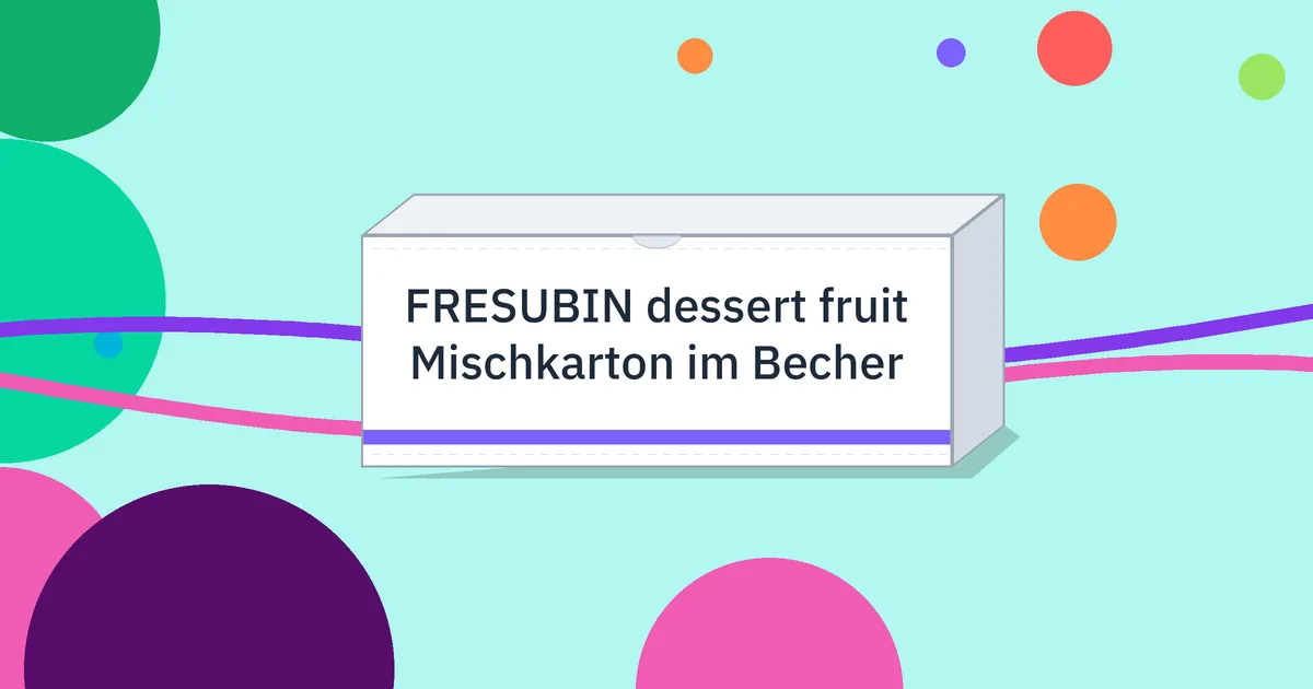 Symbolbild: Packung mit der Aufschrift FRESUBIN dessert fruit Mischkarton im Becher (PZN 19750560) – Verfügbarkeit und Bezug in Apotheken in Frankfurt am Main