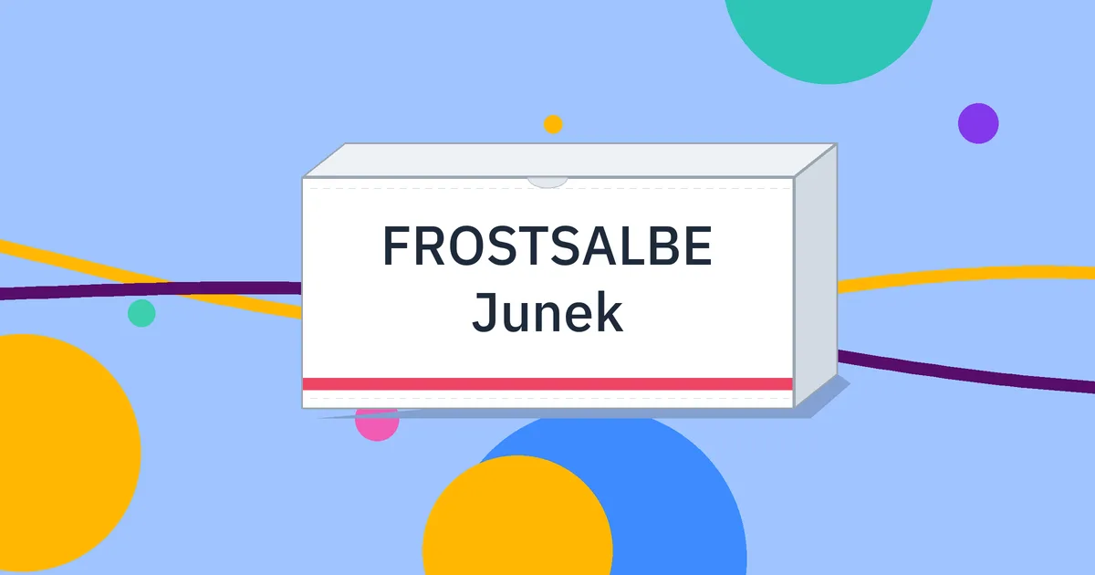 Symbolbild: Packung mit der Aufschrift FROSTSALBE Junek (PZN 19774945) – Verfügbarkeit und Bezug in Apotheken in Frankfurt am Main