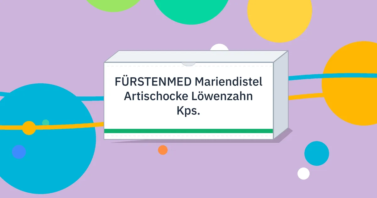 Symbolbild: Packung mit der Aufschrift FÜRSTENMED Mariendistel Artischocke Löwenzahn Kps. (PZN 17276700) – Verfügbarkeit und Bezug in Apotheken in Frankfurt am Main
