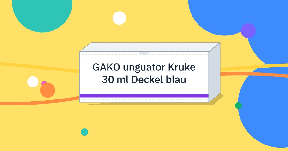 Symbolbild: Packung mit der Aufschrift GAKO unguator Kruke 30 ml Deckel blau (PZN 11603150) – Verfügbarkeit und Bezug in Apotheken in Frankfurt am Main