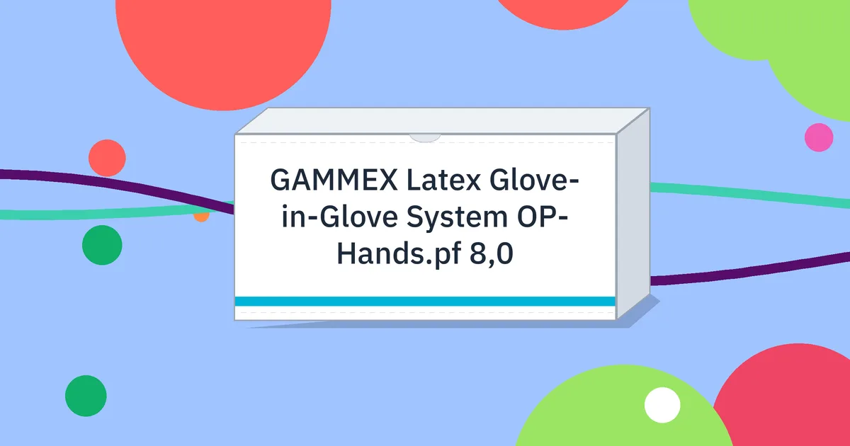 Symbolbild: Packung mit der Aufschrift GAMMEX Latex Glove-in-Glove System OP-Hands.pf 8,0 (PZN 18685470) – Verfügbarkeit und Bezug in Apotheken in Frankfurt am Main