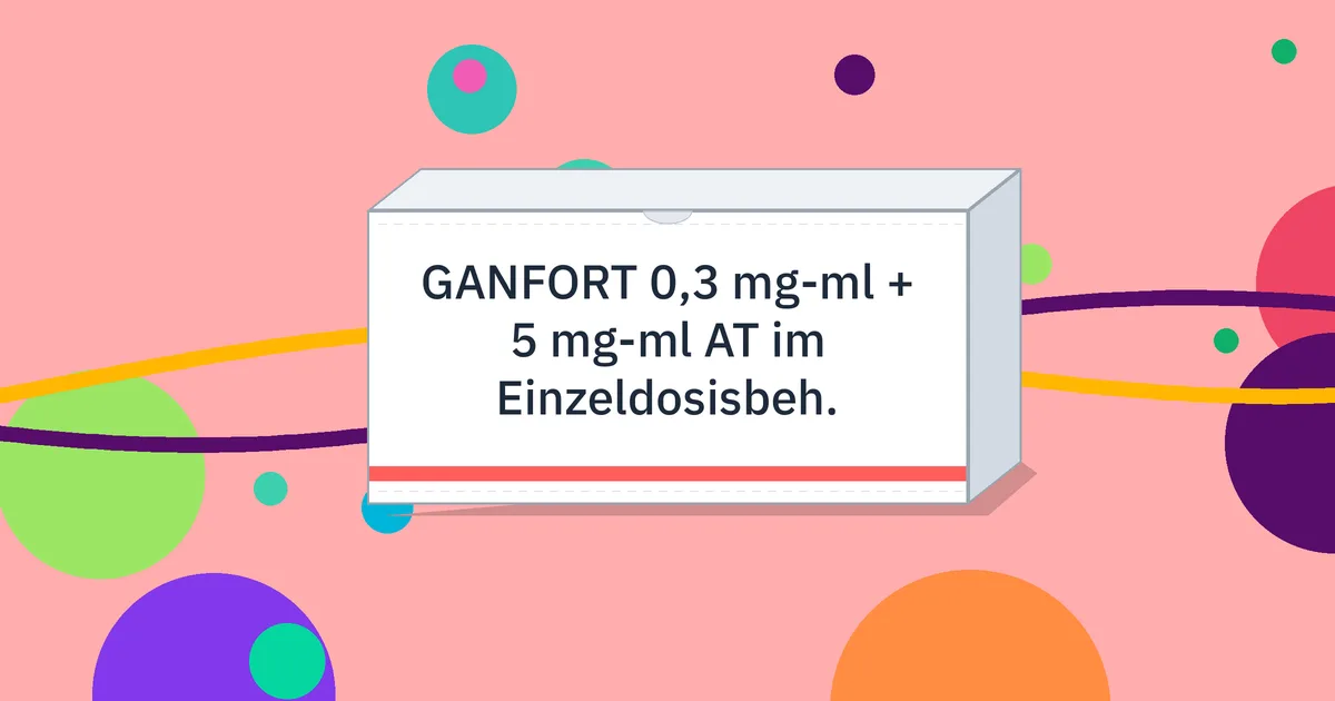 Symbolbild: Packung mit der Aufschrift GANFORT 0,3 mg-ml + 5 mg-ml AT im Einzeldosisbeh. (PZN 13352640) – Verfügbarkeit und Bezug in Apotheken in Frankfurt am Main
