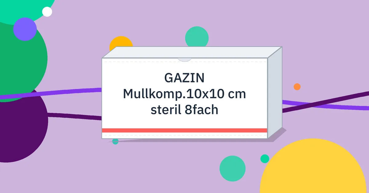 Symbolbild: Packung mit der Aufschrift GAZIN Mullkomp.10x10 cm steril 8fach (PZN 11535968) – Verfügbarkeit und Bezug in Apotheken in Frankfurt am Main