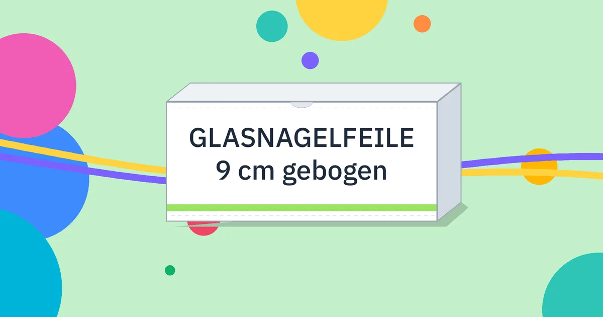 Symbolbild: Packung mit der Aufschrift GLASNAGELFEILE 9 cm gebogen (PZN 19631157) – Verfügbarkeit und Bezug in Apotheken in Frankfurt am Main