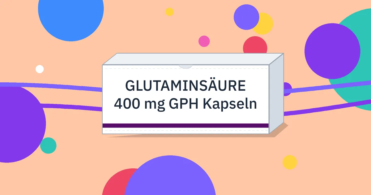 Symbolbild: Packung mit der Aufschrift GLUTAMINSÄURE 400 mg GPH Kapseln (PZN 19860113) – Verfügbarkeit und Bezug in Apotheken in Frankfurt am Main