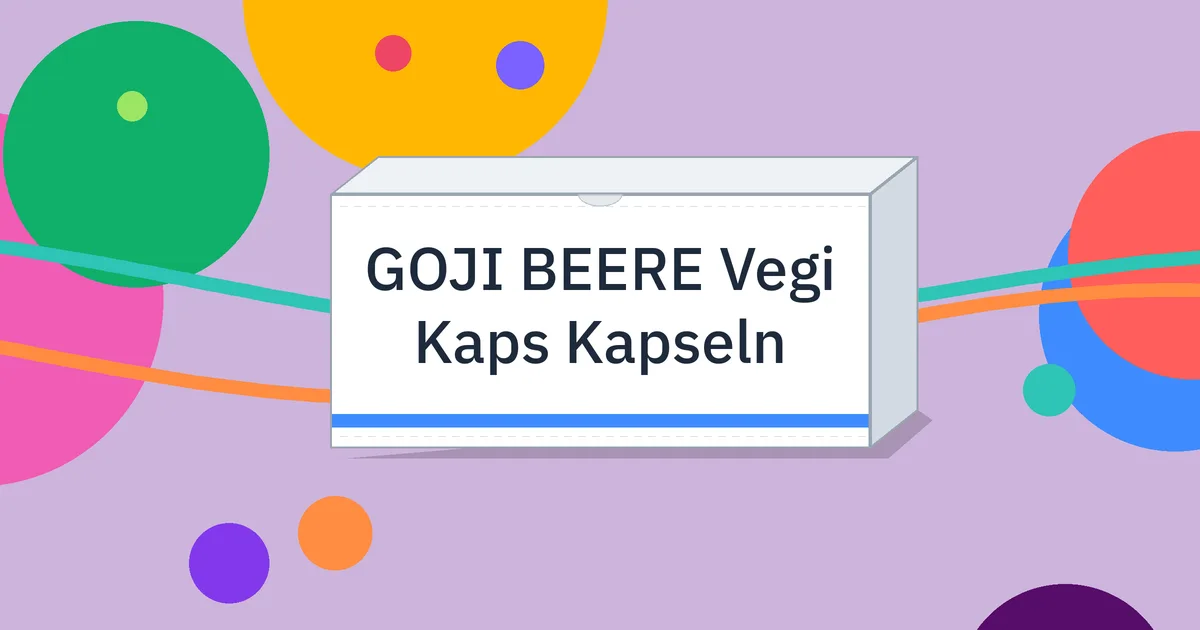 Symbolbild: Packung mit der Aufschrift GOJI BEERE Vegi Kaps Kapseln (PZN 03431195) – Verfügbarkeit und Bezug in Apotheken in Frankfurt am Main