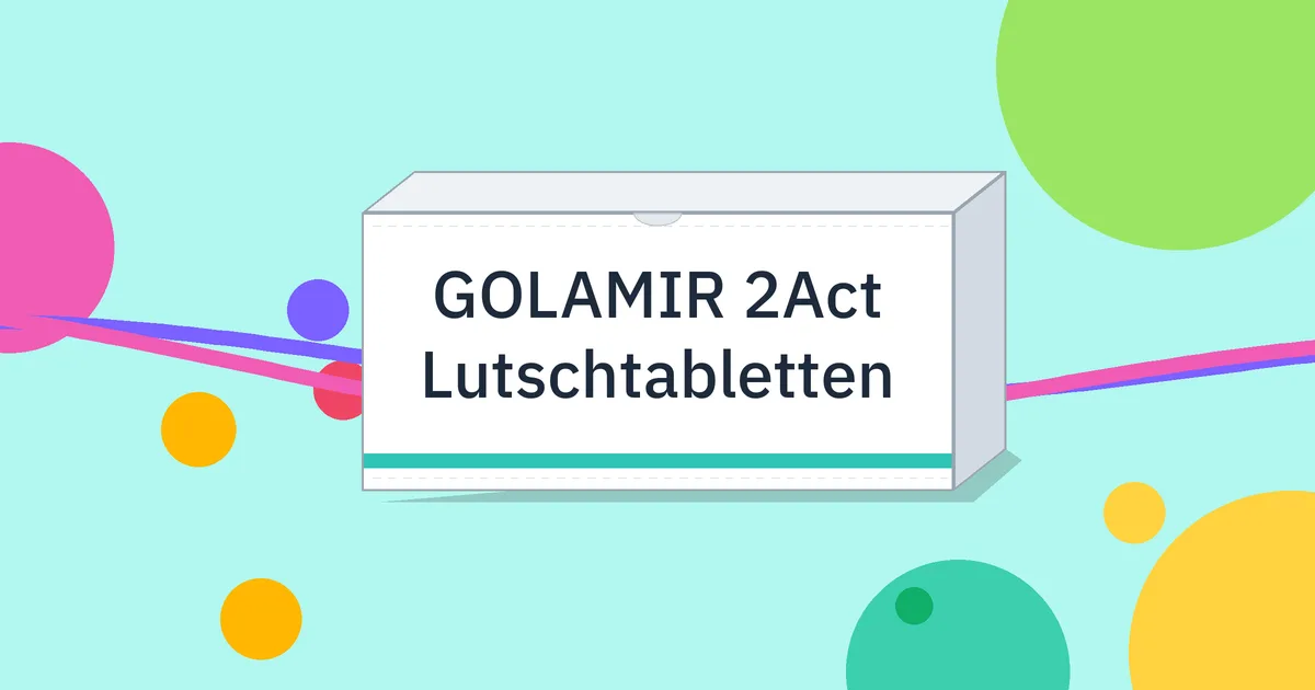 Symbolbild: Packung mit der Aufschrift GOLAMIR 2Act Lutschtabletten (PZN 11173258) – Verfügbarkeit und Bezug in Apotheken in Frankfurt am Main