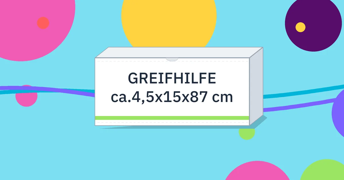 Symbolbild: Packung mit der Aufschrift GREIFHILFE ca.4,5x15x87 cm (PZN 16619204) – Verfügbarkeit und Bezug in Apotheken in Frankfurt am Main