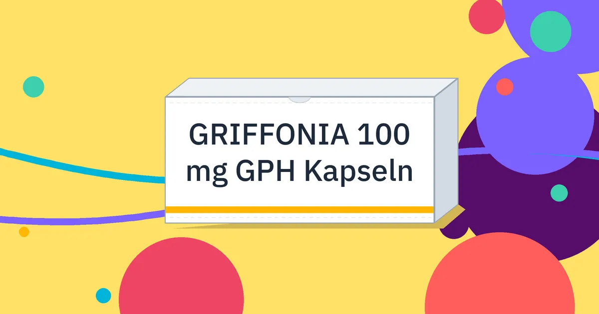 Symbolbild: Packung mit der Aufschrift GRIFFONIA 100 mg GPH Kapseln (PZN 13359731) – Verfügbarkeit und Bezug in Apotheken in Frankfurt am Main