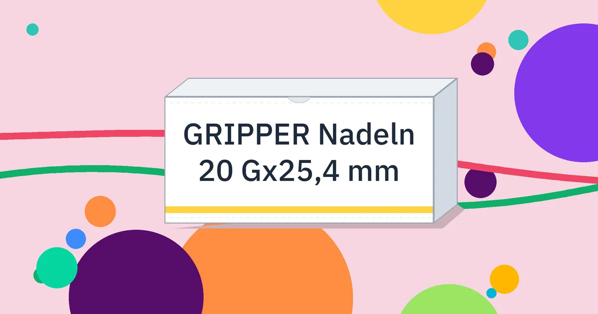 Symbolbild: Packung mit der Aufschrift GRIPPER Nadeln 20 Gx25,4 mm (PZN 05495779) – Verfügbarkeit und Bezug in Apotheken in Frankfurt am Main