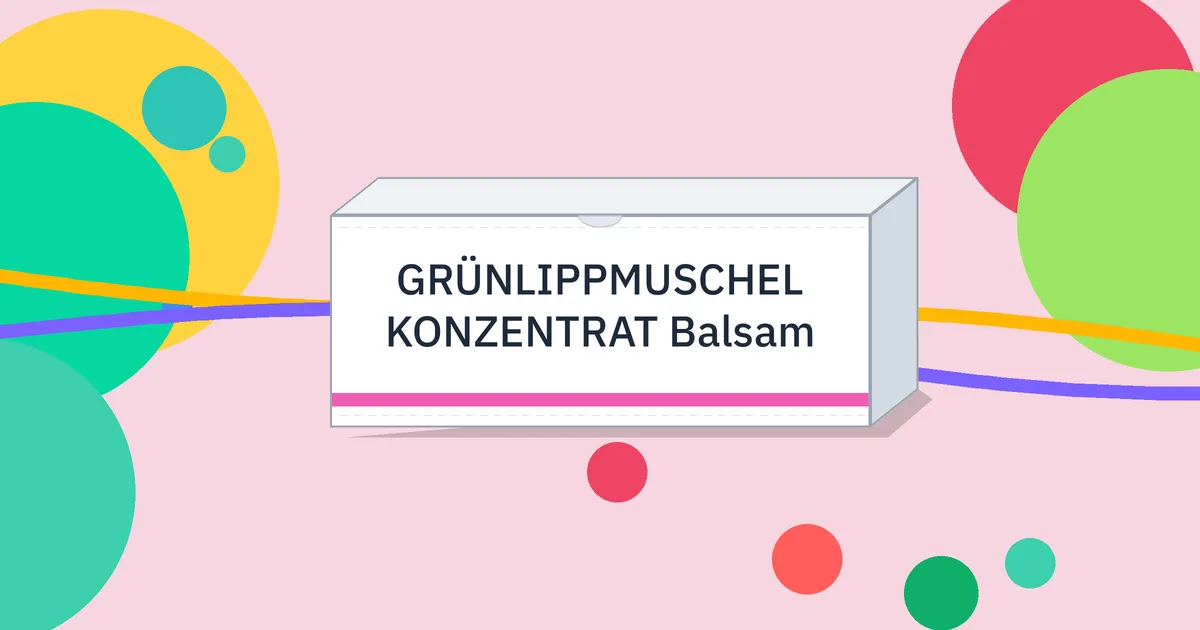 Symbolbild: Packung mit der Aufschrift GRÜNLIPPMUSCHEL KONZENTRAT Balsam (PZN 02472157) – Verfügbarkeit und Bezug in Apotheken in Frankfurt am Main
