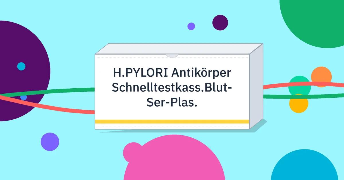 Symbolbild: Packung mit der Aufschrift H.PYLORI Antikörper Schnelltestkass.Blut-Ser-Plas. (PZN 19850563) – Verfügbarkeit und Bezug in Apotheken in Frankfurt am Main