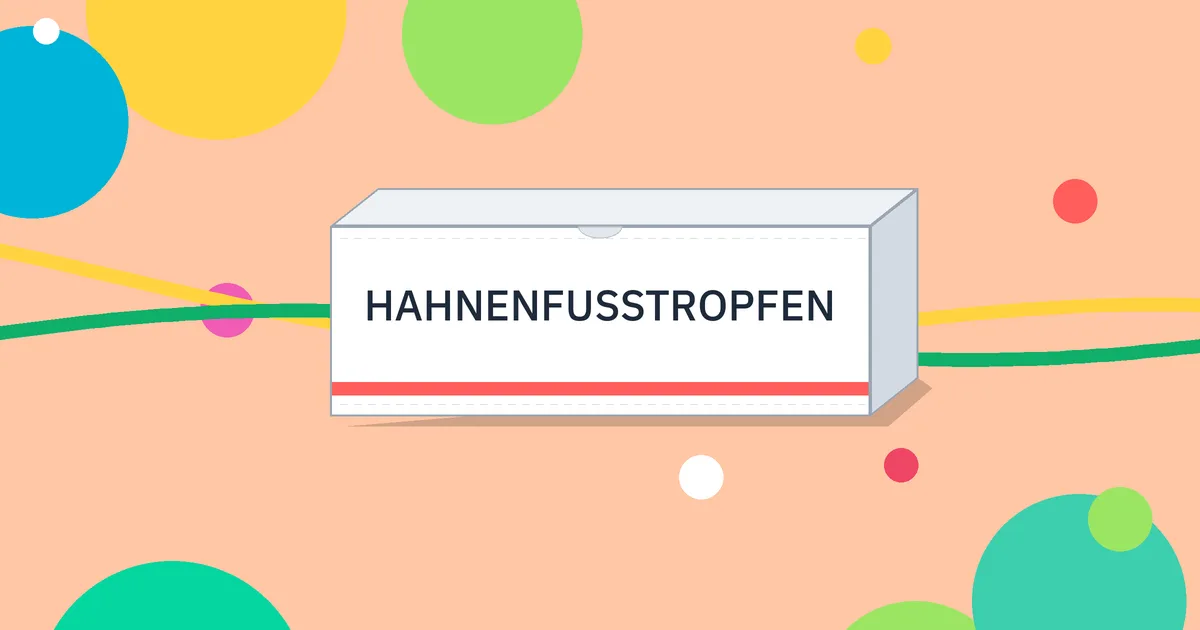 Symbolbild: Packung mit der Aufschrift HAHNENFUSSTROPFEN (PZN 12495857) – Verfügbarkeit und Bezug in Apotheken in Frankfurt am Main