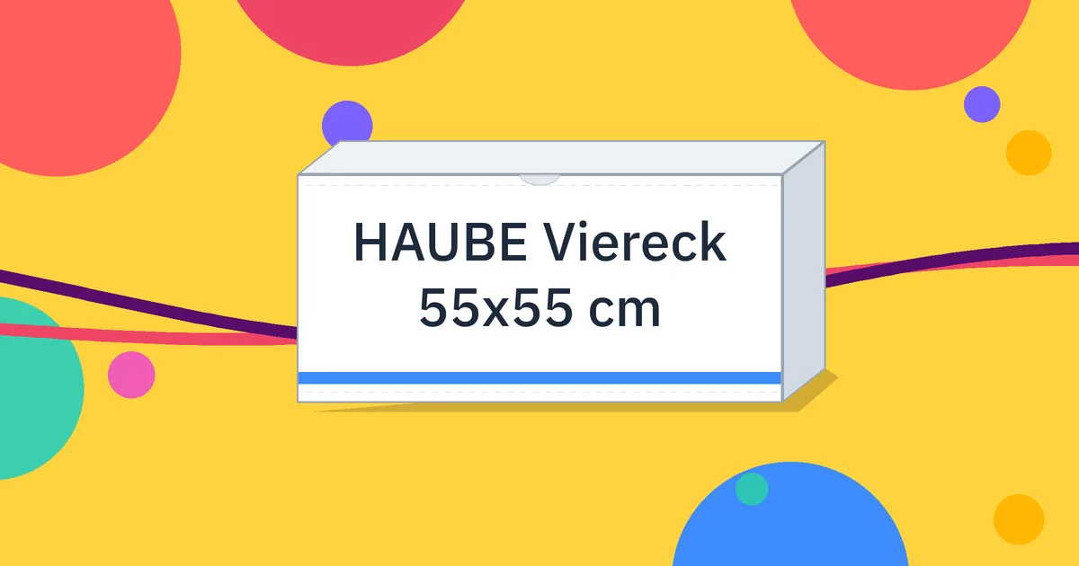 Symbolbild: Packung mit der Aufschrift HAUBE Viereck 55x55 cm (PZN 07600312) – Verfügbarkeit und Bezug in Apotheken in Frankfurt am Main