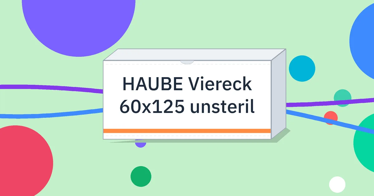 Symbolbild: Packung mit der Aufschrift HAUBE Viereck 60x125 unsteril (PZN 07601234) – Verfügbarkeit und Bezug in Apotheken in Frankfurt am Main