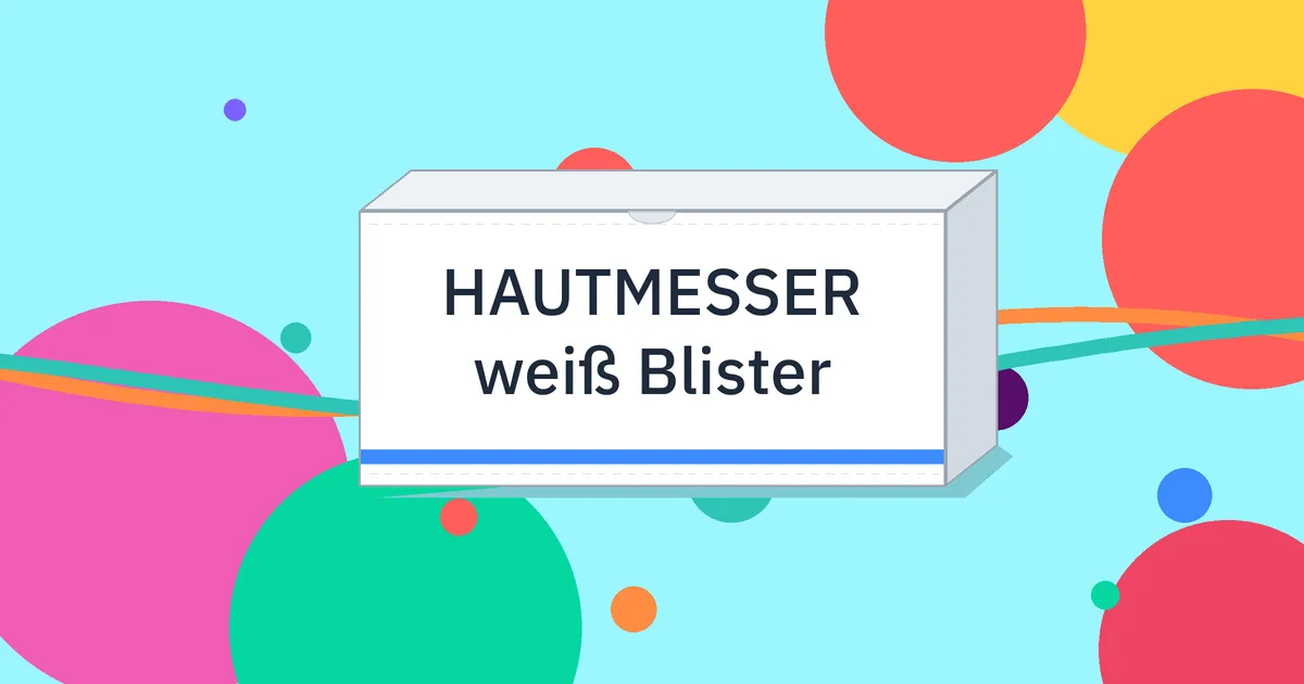 Symbolbild: Packung mit der Aufschrift HAUTMESSER weiß Blister (PZN 01592304) – Verfügbarkeit und Bezug in Apotheken in Frankfurt am Main