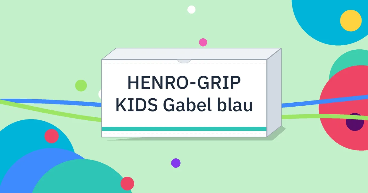 Symbolbild: Packung mit der Aufschrift HENRO-GRIP KIDS Gabel blau (PZN 14300183) – Verfügbarkeit und Bezug in Apotheken in Frankfurt am Main