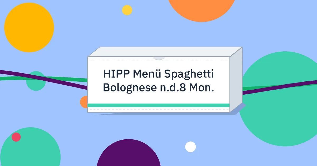 Symbolbild: Packung mit der Aufschrift HIPP Menü Spaghetti Bolognese n.d.8 Mon. (PZN 04074691) – Verfügbarkeit und Bezug in Apotheken in Frankfurt am Main
