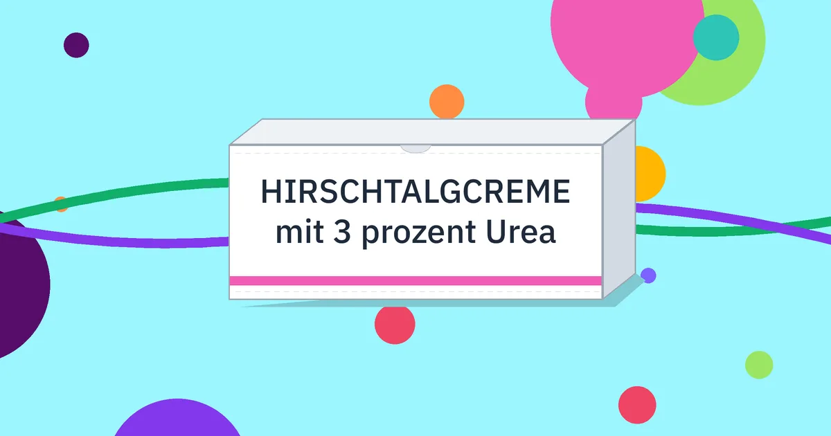 Symbolbild: Packung mit der Aufschrift HIRSCHTALGCREME mit 3 prozent Urea (PZN 07193350) – Verfügbarkeit und Bezug in Apotheken in Frankfurt am Main