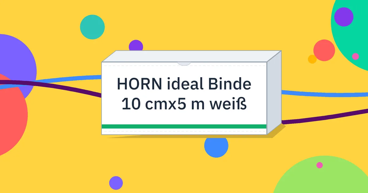 Symbolbild: Packung mit der Aufschrift HORN ideal Binde 10 cmx5 m weiß (PZN 04313262) – Verfügbarkeit und Bezug in Apotheken in Frankfurt am Main