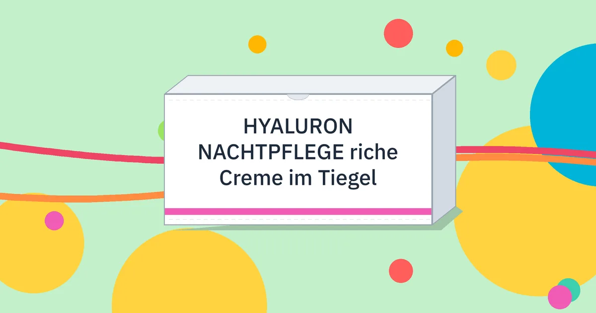 Symbolbild: Packung mit der Aufschrift HYALURON NACHTPFLEGE riche Creme im Tiegel (PZN 14175447) – Verfügbarkeit und Bezug in Apotheken in Frankfurt am Main