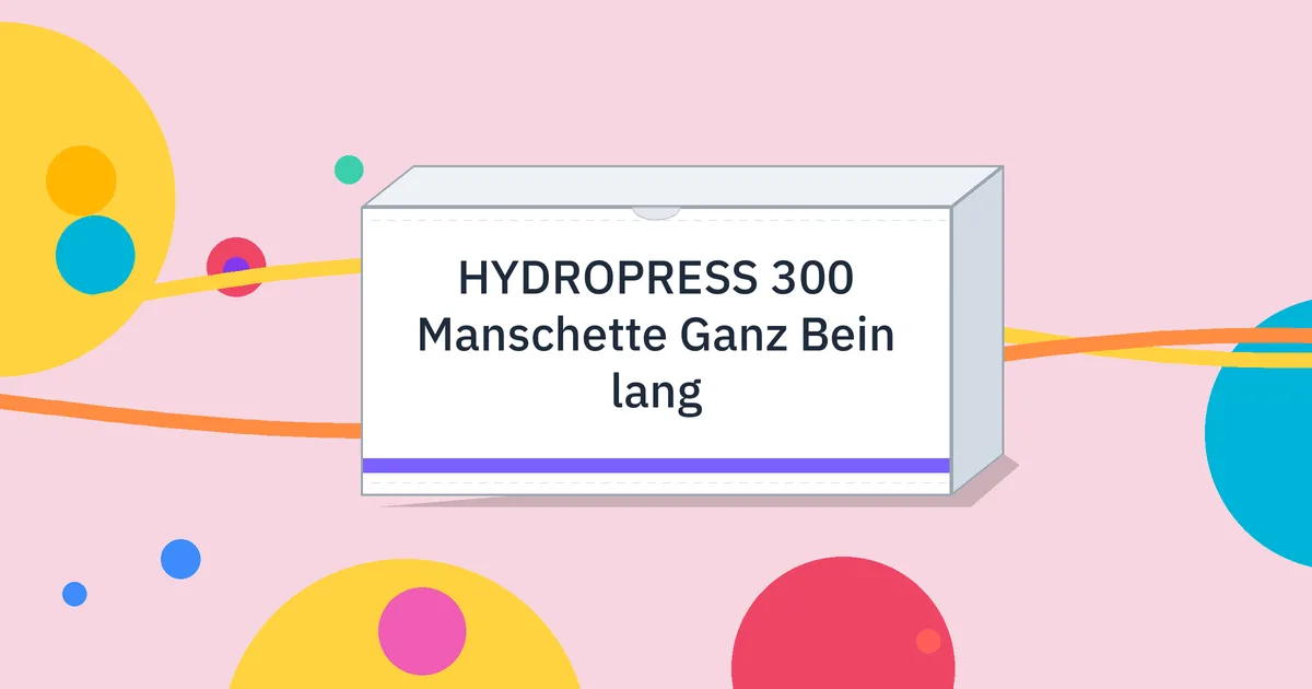 Symbolbild: Packung mit der Aufschrift HYDROPRESS 300 Manschette Ganz Bein lang (PZN 07657341) – Verfügbarkeit und Bezug in Apotheken in Frankfurt am Main