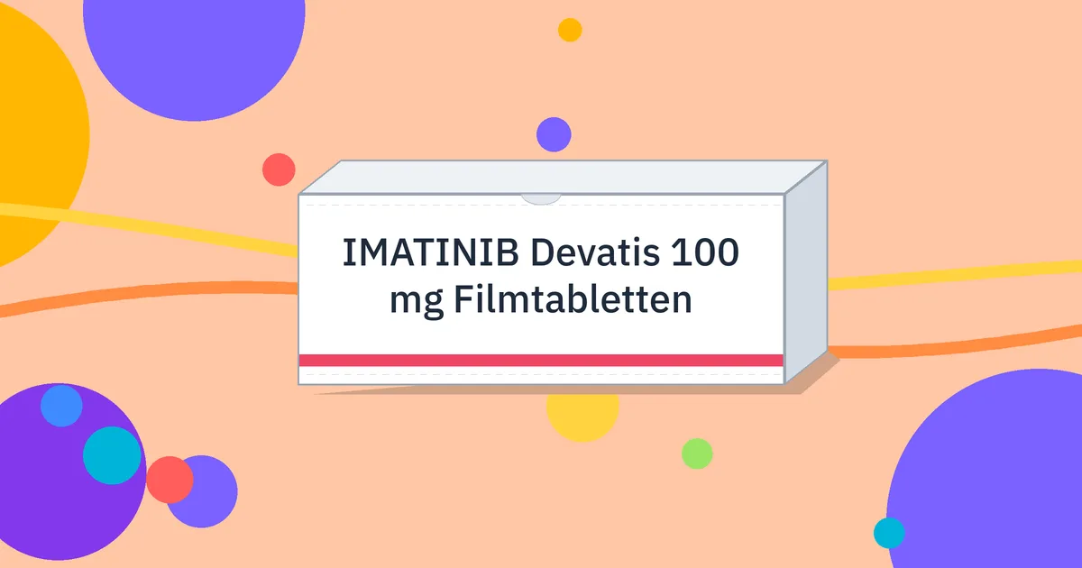 Symbolbild: Packung mit der Aufschrift IMATINIB Devatis 100 mg Filmtabletten (PZN 12344992) – Verfügbarkeit und Bezug in Apotheken in Frankfurt am Main