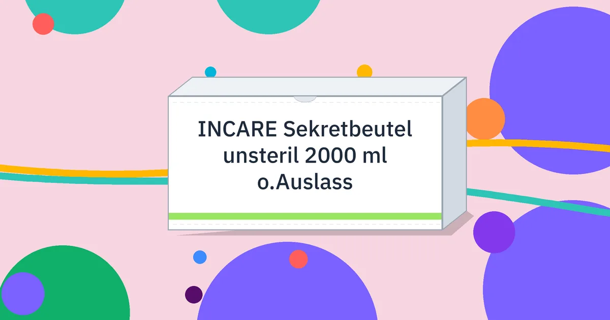 Symbolbild: Packung mit der Aufschrift INCARE Sekretbeutel unsteril 2000 ml o.Auslass (PZN 04010260) – Verfügbarkeit und Bezug in Apotheken in Frankfurt am Main