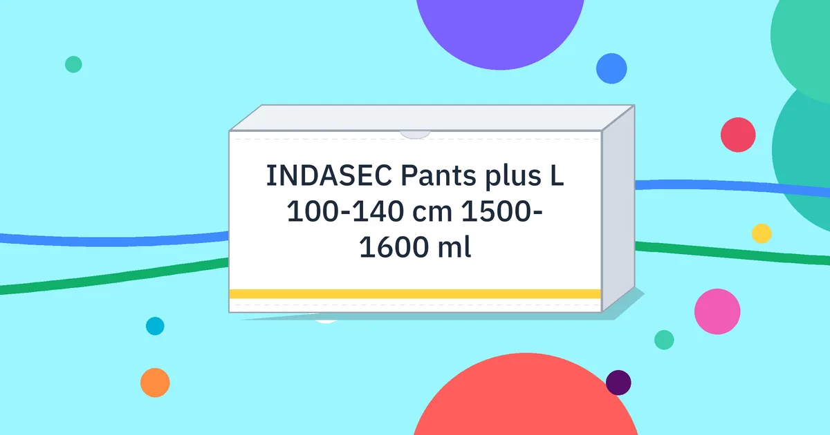 Symbolbild: Packung mit der Aufschrift INDASEC Pants plus L 100-140 cm 1500-1600 ml (PZN 09922758) – Verfügbarkeit und Bezug in Apotheken in Frankfurt am Main