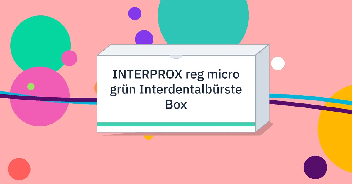 Symbolbild: Packung mit der Aufschrift INTERPROX reg micro grün Interdentalbürste Box (PZN 09684916) – Verfügbarkeit und Bezug in Apotheken in Frankfurt am Main