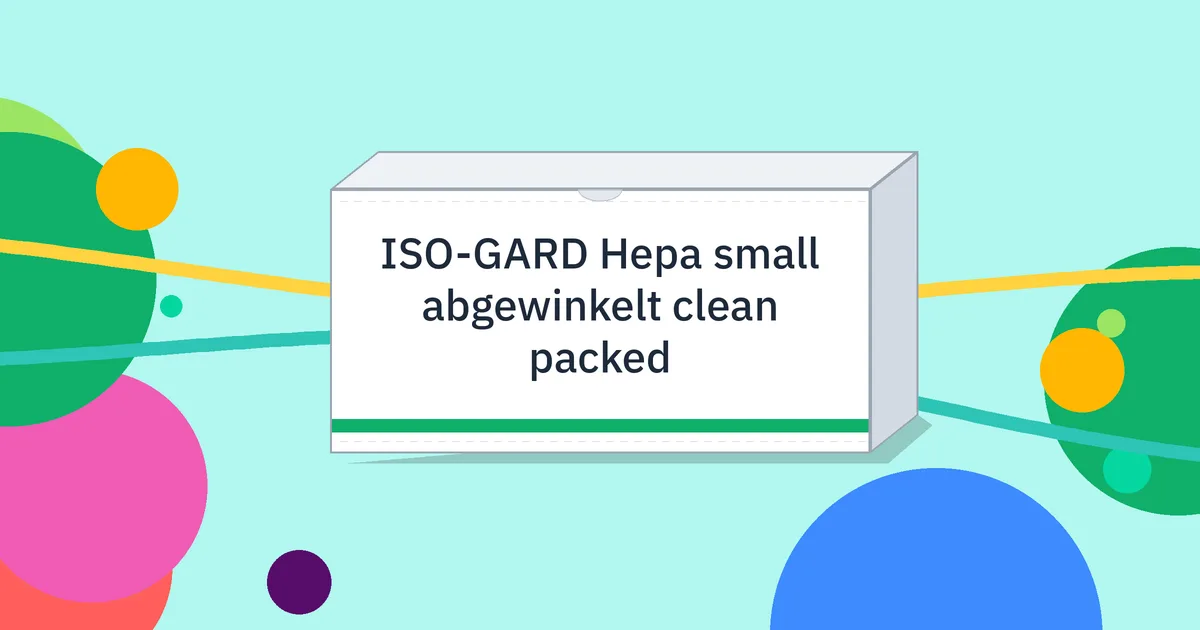Symbolbild: Packung mit der Aufschrift ISO-GARD Hepa small abgewinkelt clean packed (PZN 00817505) – Verfügbarkeit und Bezug in Apotheken in Frankfurt am Main