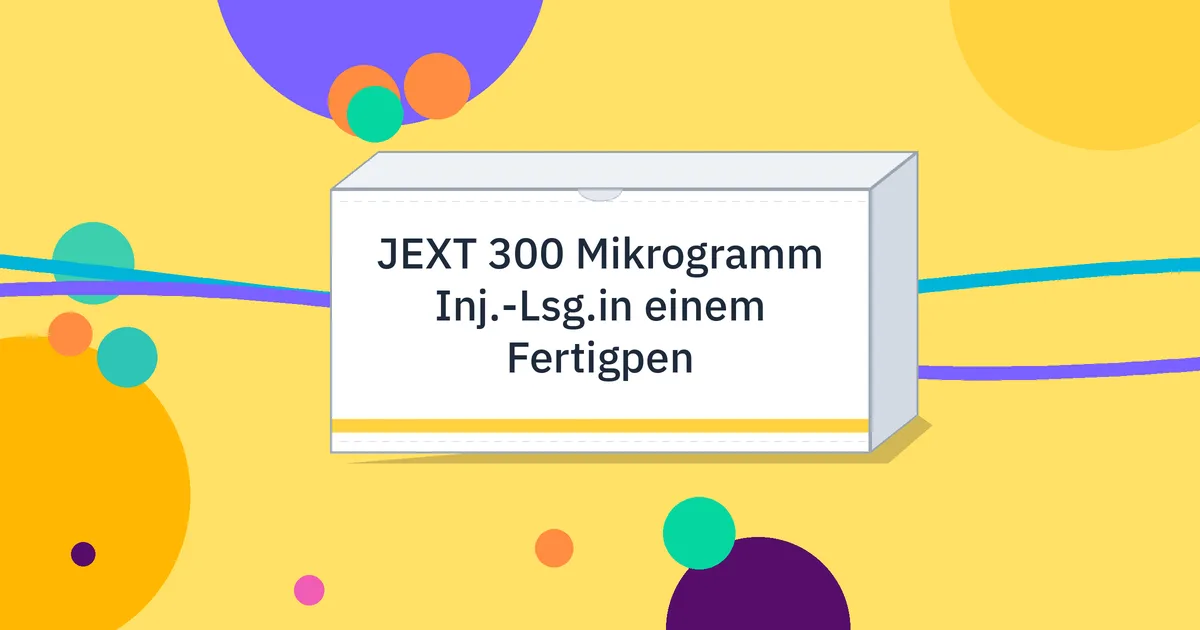 Symbolbild: Packung mit der Aufschrift JEXT 300 Mikrogramm Inj.-Lsg.in einem Fertigpen (PZN 19480184) – Verfügbarkeit und Bezug in Apotheken in Frankfurt am Main