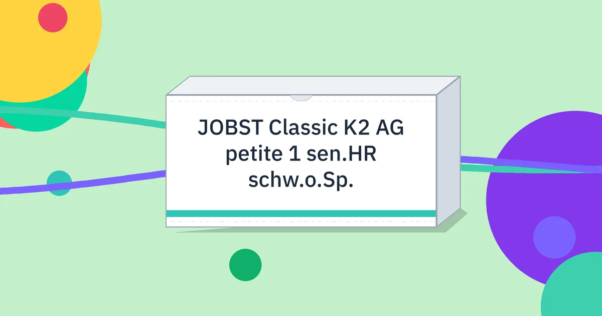 Symbolbild: Packung mit der Aufschrift JOBST Classic K2 AG petite 1 sen.HR schw.o.Sp. (PZN 17961229) – Verfügbarkeit und Bezug in Apotheken in Frankfurt am Main