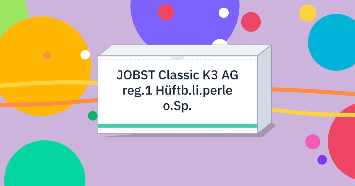 Symbolbild: Packung mit der Aufschrift JOBST Classic K3 AG reg.1 Hüftb.li.perle o.Sp. (PZN 13075519) – Verfügbarkeit und Bezug in Apotheken in Frankfurt am Main