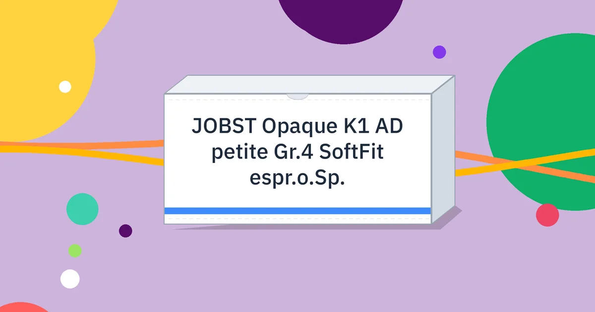 Symbolbild: Packung mit der Aufschrift JOBST Opaque K1 AD petite Gr.4 SoftFit espr.o.Sp. (PZN 16264534) – Verfügbarkeit und Bezug in Apotheken in Frankfurt am Main