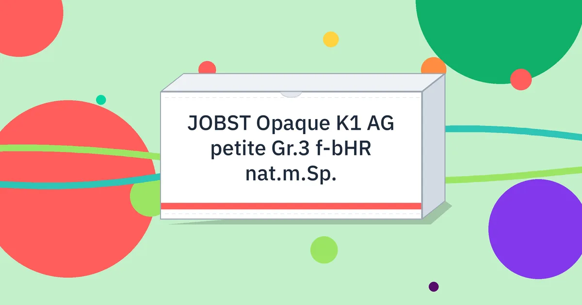 Symbolbild: Packung mit der Aufschrift JOBST Opaque K1 AG petite Gr.3 f-bHR nat.m.Sp. (PZN 13083654) – Verfügbarkeit und Bezug in Apotheken in Frankfurt am Main