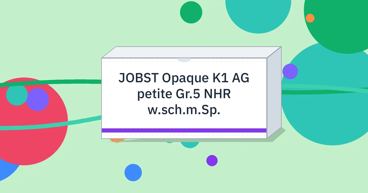 Symbolbild: Packung mit der Aufschrift JOBST Opaque K1 AG petite Gr.5 NHR w.sch.m.Sp. (PZN 13085251) – Verfügbarkeit und Bezug in Apotheken in Frankfurt am Main