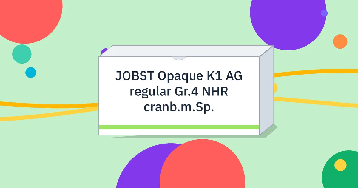 Symbolbild: Packung mit der Aufschrift JOBST Opaque K1 AG regular Gr.4 NHR cranb.m.Sp. (PZN 13091435) – Verfügbarkeit und Bezug in Apotheken in Frankfurt am Main