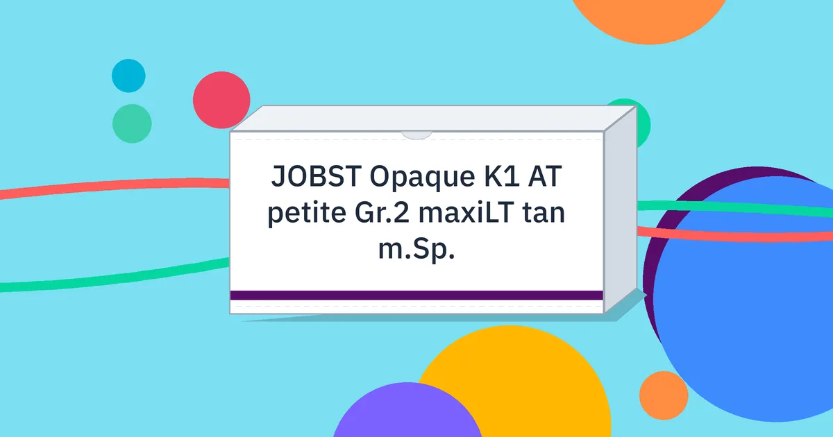 Symbolbild: Packung mit der Aufschrift JOBST Opaque K1 AT petite Gr.2 maxiLT tan m.Sp. (PZN 16276655) – Verfügbarkeit und Bezug in Apotheken in Frankfurt am Main