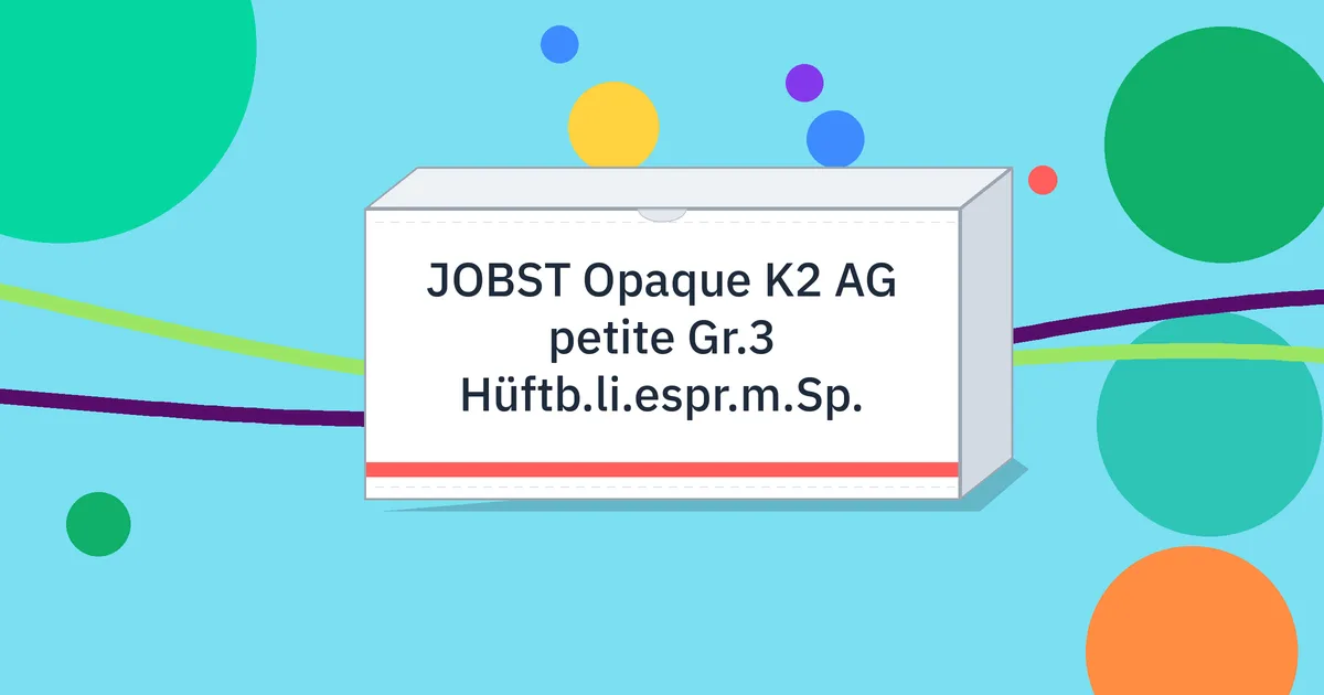 Symbolbild: Packung mit der Aufschrift JOBST Opaque K2 AG petite Gr.3 Hüftb.li.espr.m.Sp. (PZN 16288629) – Verfügbarkeit und Bezug in Apotheken in Frankfurt am Main