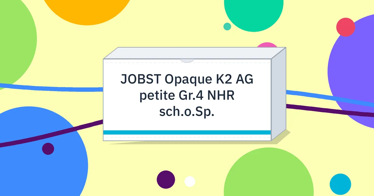 Symbolbild: Packung mit der Aufschrift JOBST Opaque K2 AG petite Gr.4 NHR sch.o.Sp. (PZN 11218759) – Verfügbarkeit und Bezug in Apotheken in Frankfurt am Main