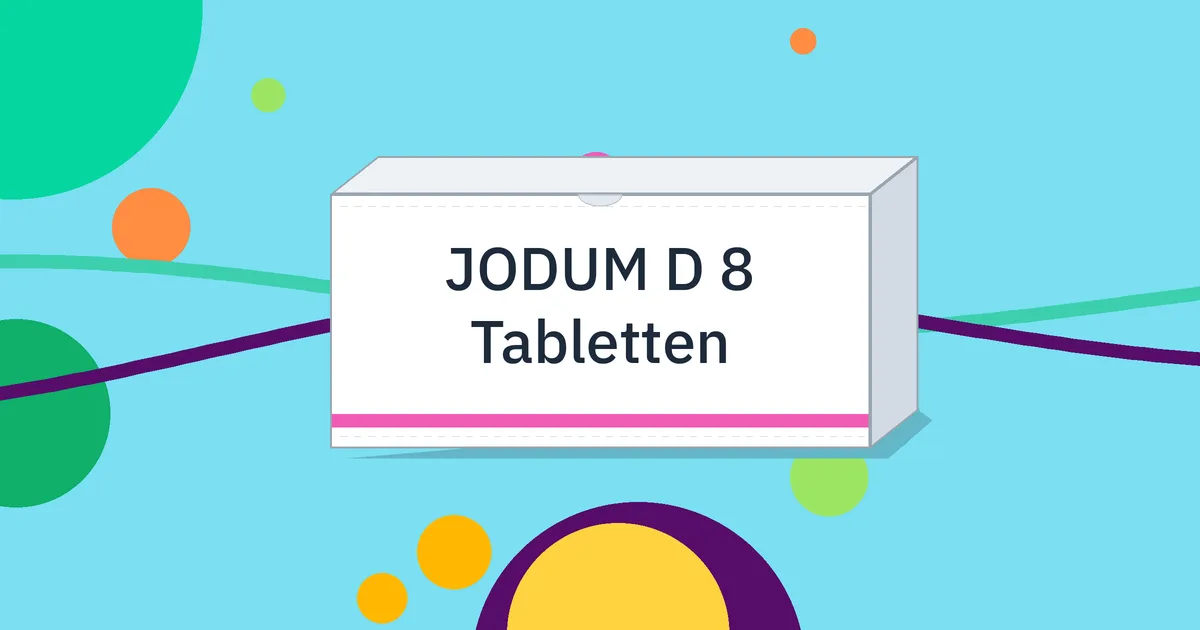 Symbolbild: Packung mit der Aufschrift JODUM D 8 Tabletten (PZN 02802726) – Verfügbarkeit und Bezug in Apotheken in Frankfurt am Main