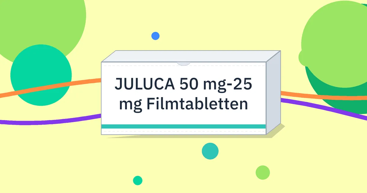 Symbolbild: Packung mit der Aufschrift JULUCA 50 mg-25 mg Filmtabletten (PZN 17165484) – Verfügbarkeit und Bezug in Apotheken in Frankfurt am Main