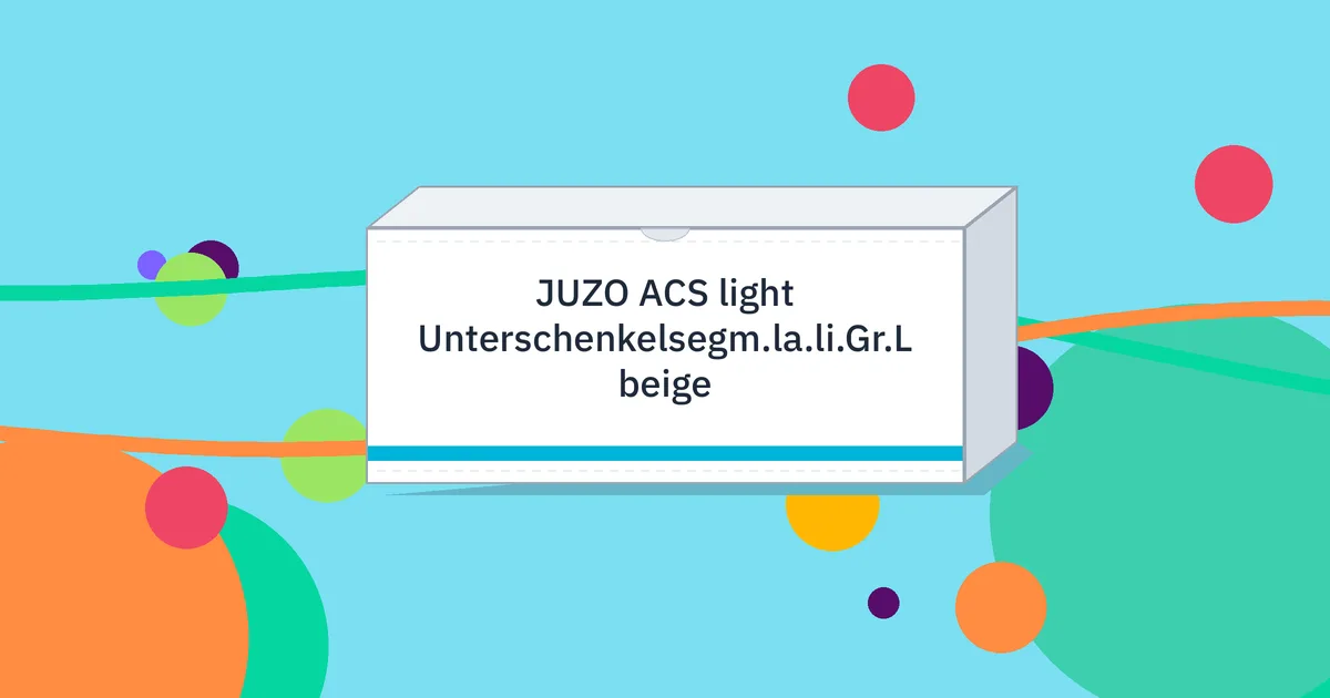 Symbolbild: Packung mit der Aufschrift JUZO ACS light Unterschenkelsegm.la.li.Gr.L beige (PZN 13885460) – Verfügbarkeit und Bezug in Apotheken in Frankfurt am Main